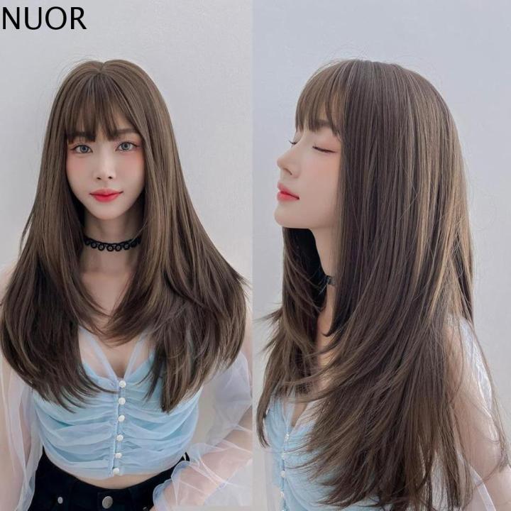 NUOR ดูเป็นธรรมชาติ วิกผมยาวตรง ใส่สบาย ทรงผมเต็มศีรษะ ขนสังเคราะห์ ...