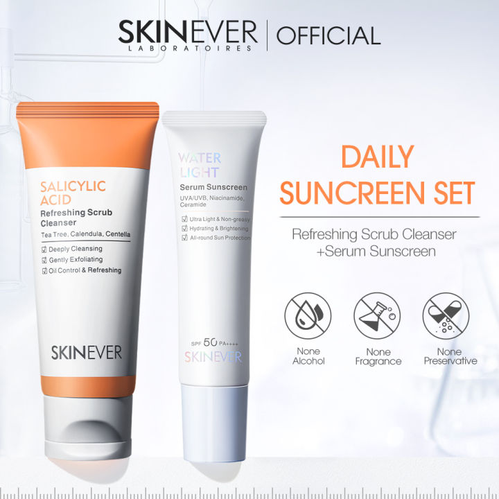 SKINEVER Water Light Sunscreen & Refreshing Facial Cleanser Oil Control ...