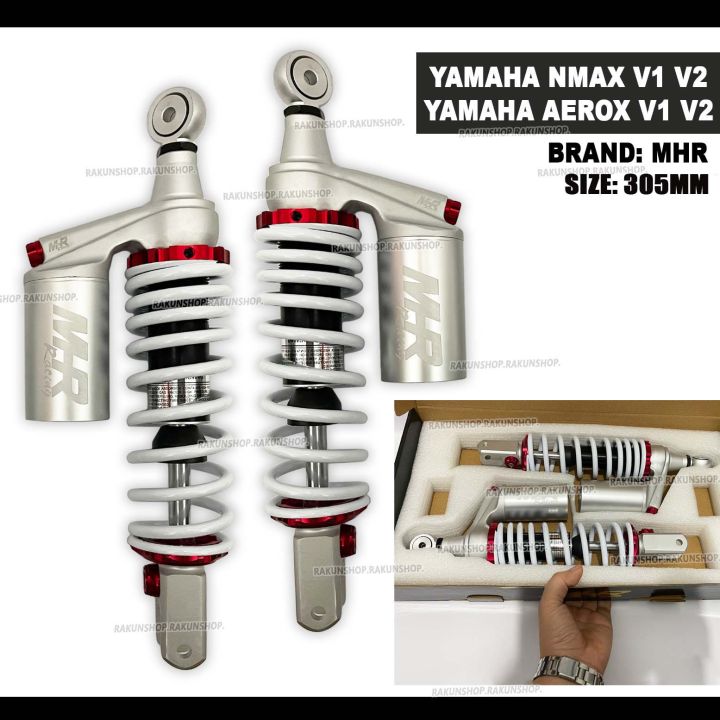 Yamaha NMAX AEROX V1 V2 Rear shock absorbers 2pcs with Baso style WHITE ...