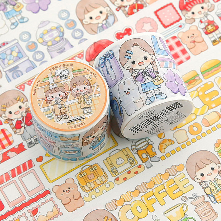 Microgood 1ม้วนคู่มือสติ๊กเกอร์น่ารักฟรีตัดดูดีการ์ตูนเด็กสาวสมุดเทปอุปกรณ์นักเรียน1ม้วนที่มี ...