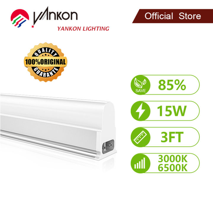 Yankon Led 4pcs Bundle T5 Batten Tube Light 3FT 15W, 3000K/6500K Warm ...