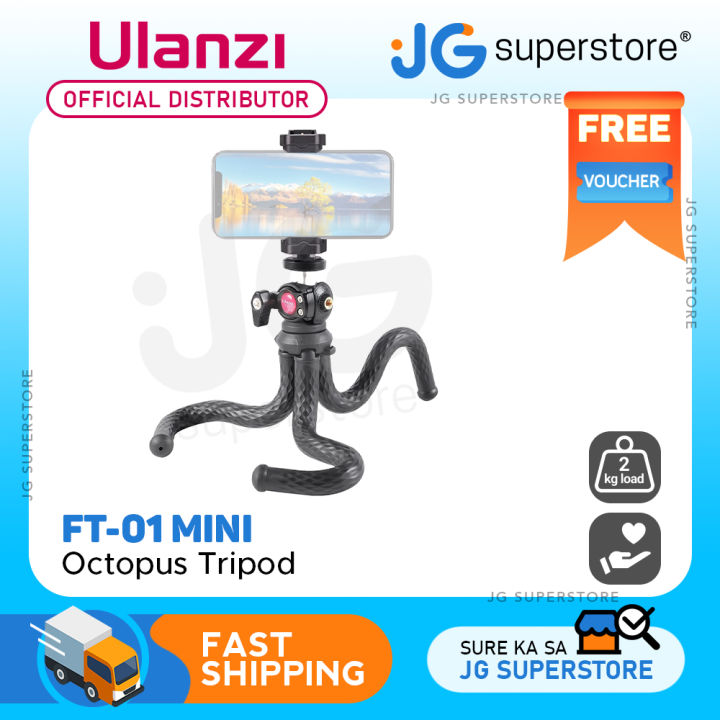 Ulanzi FT-01 Flexible Mini Octopus Camera Tripod with 1/4" Bolt, Phone Clip, and Cold Shoe Mount ...