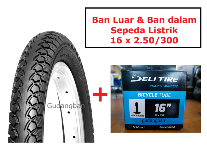 ( PAKET Ban Luar & Ban dalam ) Ban Sepeda Listrik 16 x 250 Tubetype 2. ...