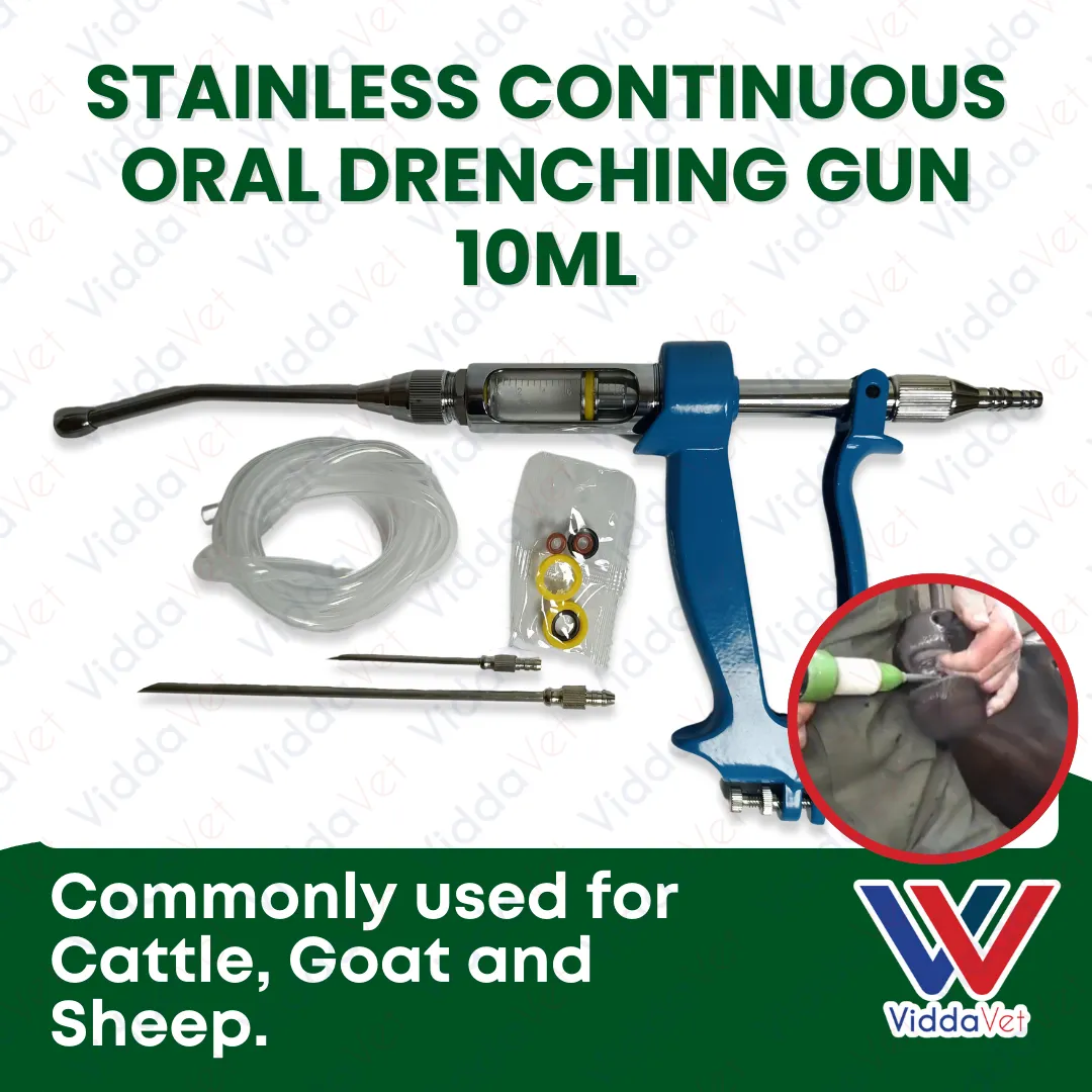 Viddavet Stainless Continuous Oral Drenching Gun 10ML OptiFlow ...