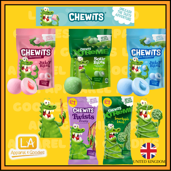 Chewits Xtreme Sour Apple Laces Twists Fruity 160g Sour Canday From UK ...