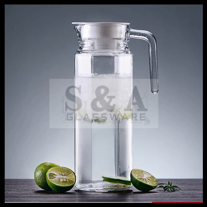 S&A GLASSWARE [1PC] 1Liter Transparent Glass Pitcher /Slim Quality Jug ...