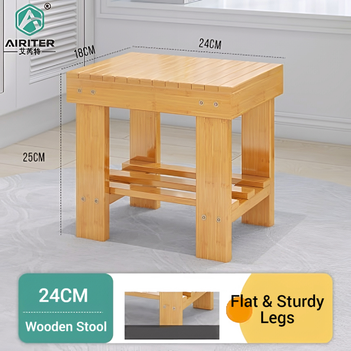 miniHouse 2-In-1 Bamboo Stool + Storage, Bangku Kayu, Wooden Stool | Lazada