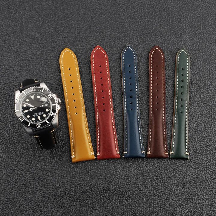 Retro Calfskin Leather Watch Strap for Seiko for Casio 20mm 22mm 24mm ...