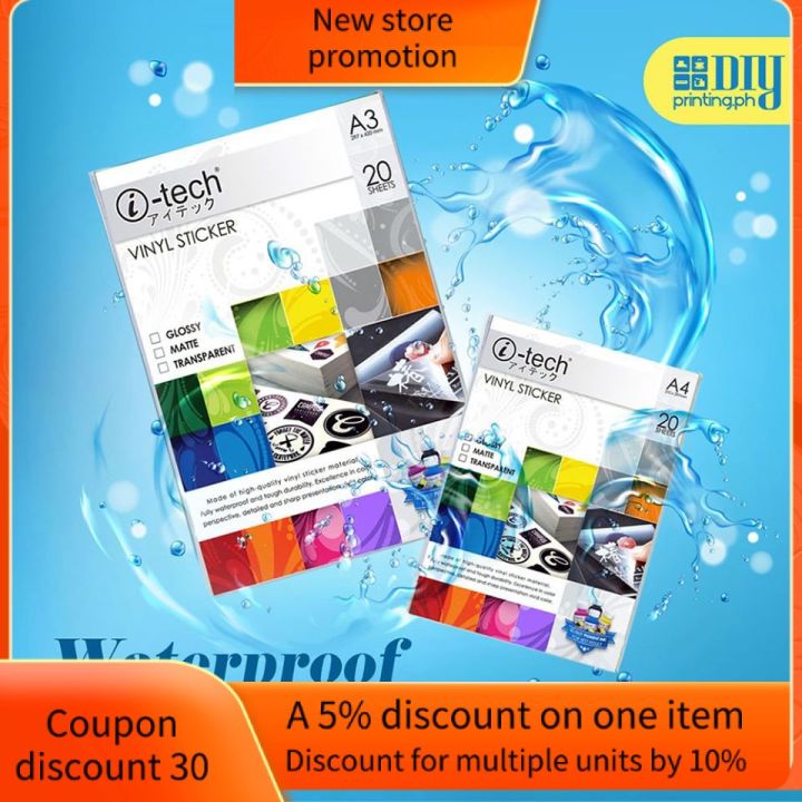 Itech Waterproof Printable Vinyl Sticker MAtte / Transparent / Glossy ...