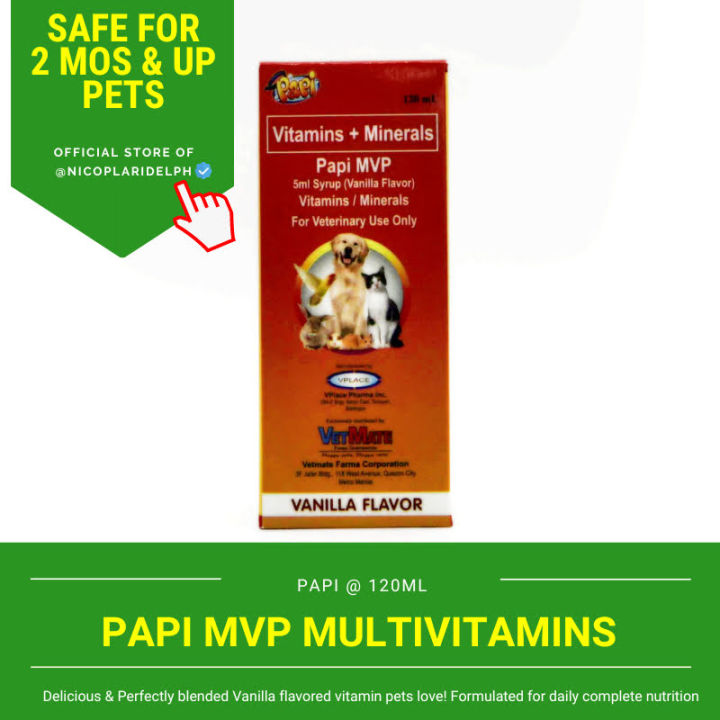 Papi MVP Vanilla Flavored Multivitamins for All Pets (120ml) | Lazada PH