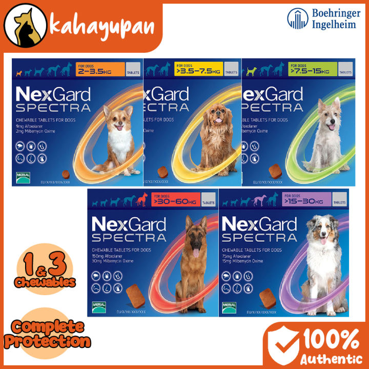 Nexgard Spectra Anti Tick, Flea, Mange and Deworming Chewables for Dogs ...