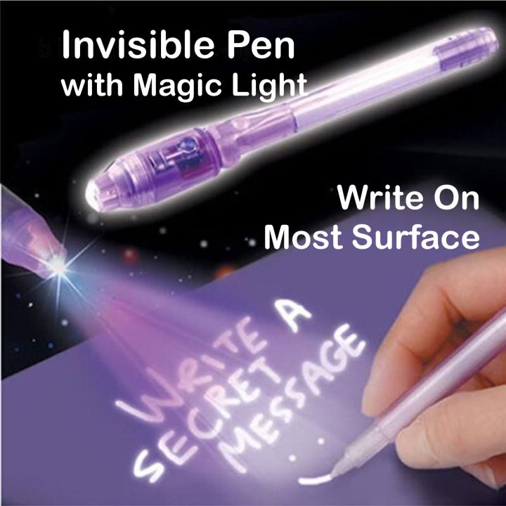 Craft.E Invisible Ink Spy Pen with UV Light Blacklight Pens Write On ...