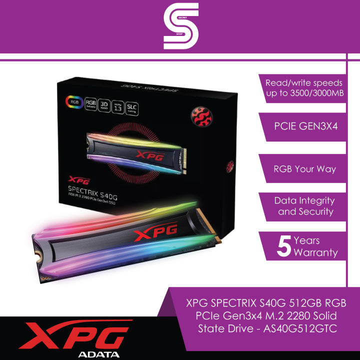 XPG SPECTRIX S40G RGB PCIe Gen3x4 M.2 2280 Solid State Drive | Lazada