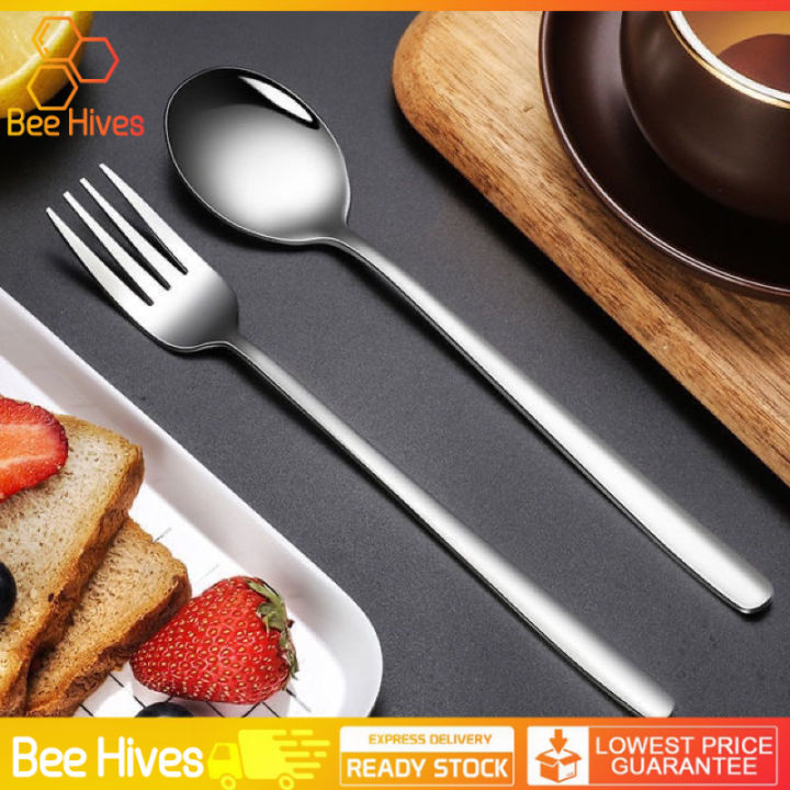 6pcs Spoon and Fork Set Stainless Steel Dinnerware Korean Spoon Food ...