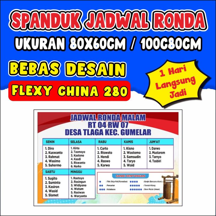 SPANDUK BANNER POS KAMLING | JADWAL RONDA | BEBAS DESAIN | Lazada Indonesia