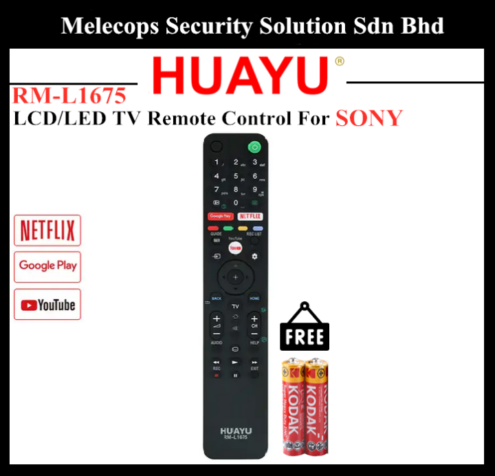 HUAYU LED UHD Smart TV Remote Control Youtube/Netflix/Googleplay Replacement For Sony (RM-L1675 ...