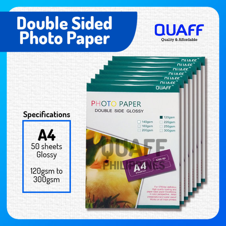 QUAFF Double Sided Photo Paper A4 size (50sheets per pack) (120gsm ...