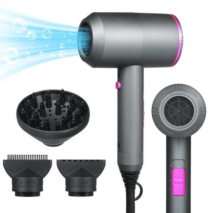 Hair Dryer with Ionic Tech Quick Drying 3 Nozzles Diffusers 3 Heat ...