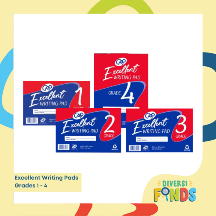 5 Pads Excellent Writing Pads - Grade 1, 2, 3, 4, - Price is Sold PER 5 ...