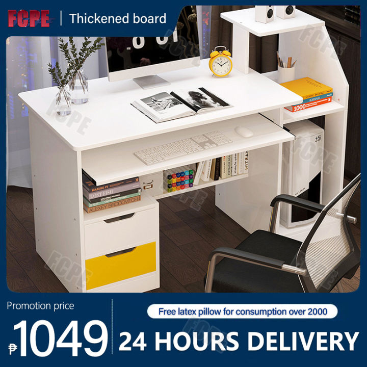 Multifunctional Study Desk Computer Desk with Bookshelf and Drawers Computer Table Desk ...