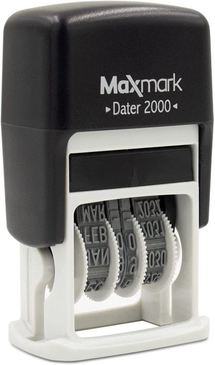 MaxMark Dater 2000, Self Inking Small Date Stamp (Black, Blue and Red ...
