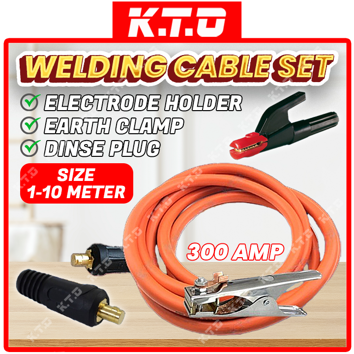 Welding Cable Set 300AMP Electrode Holder Cable Connector Welding Plug ...