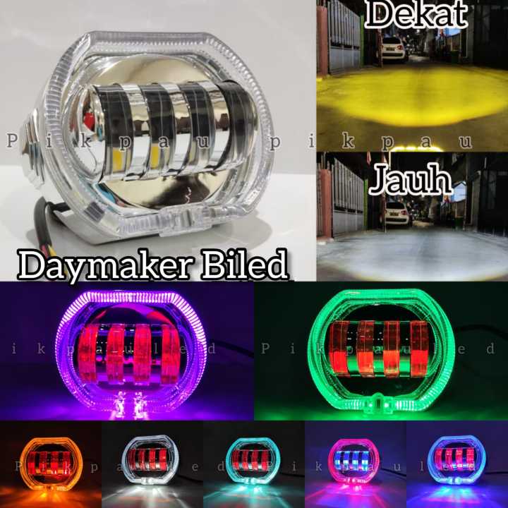 Lampu Led Projie Biled Dengan Shroud 4 Lensa 8D High Low Super Terang ...