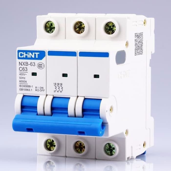 MCB CHINT MCB 3 Pas 3 Phase 3P 6KA NXB-63 10A 40A ampere AC220V-480V ...