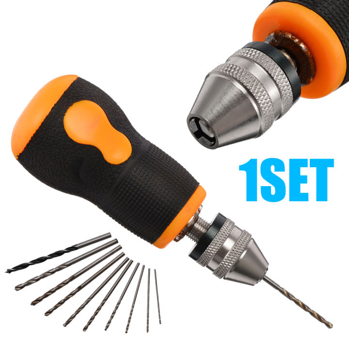 BBYES Portable Micro Mini Small Hand Drill + 10Pcs Twist Drill Bits ...