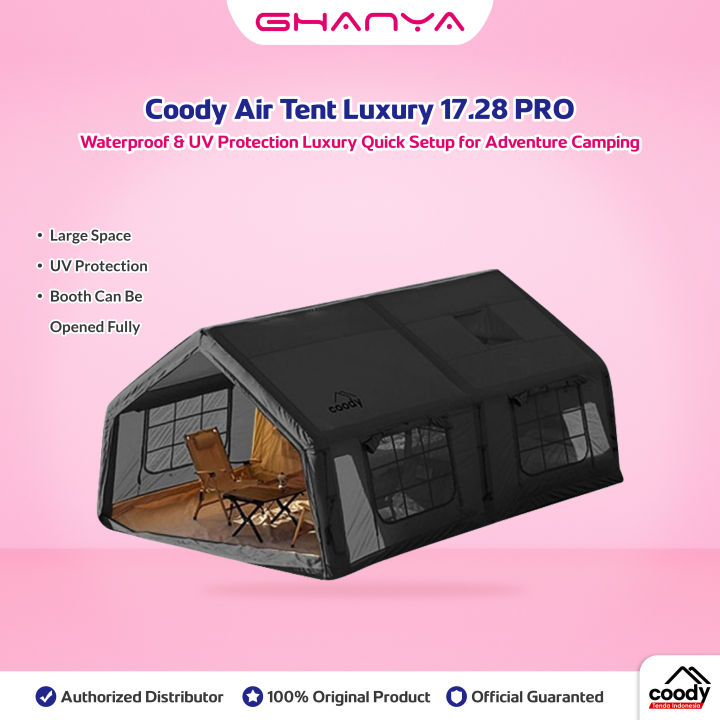 Coody Air Tent Luxury 17.28 PRO Familia (17.28 Sqm M2) Large Inflatable Tent (Tenda Praktis ...
