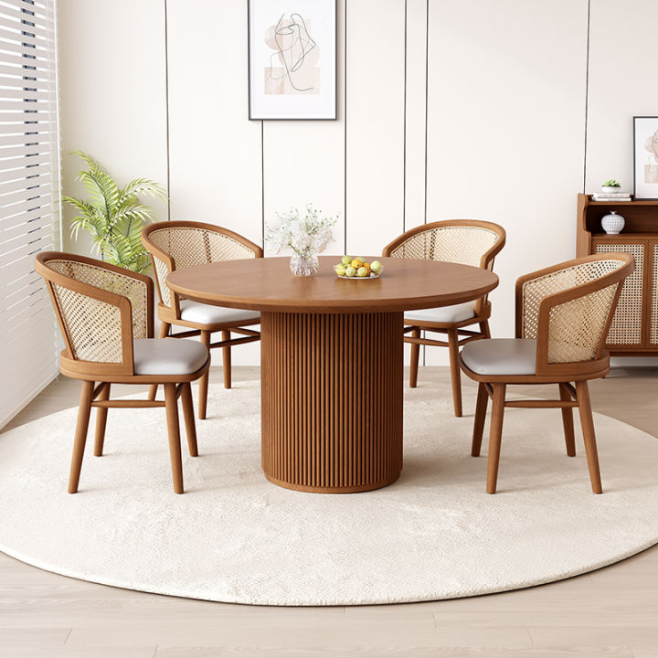 Ji Ji feng solid wood dining table and chair combination Roman column ...