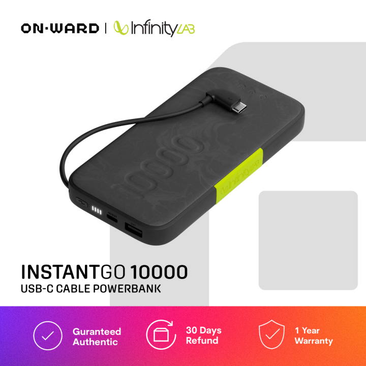 InfinityLab InstantGo 10000 Built-in USB-C Cable Powerbank | Lazada PH