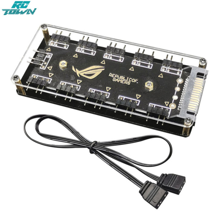 Fan Hub With 5V ARGB Motherboard Sync Extension Cords SATA Power ...