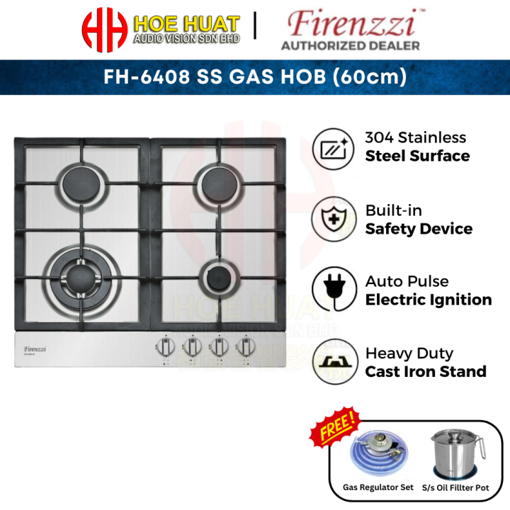 Firenzzi FH-6408 SS 4 Sabaf Burner Built-In Gas Hob 60cm with Safety ...