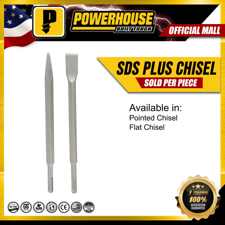 Powerhouse SDS Plus Chisel for Rotary Hammer Pointed 12x250 | Flat ...