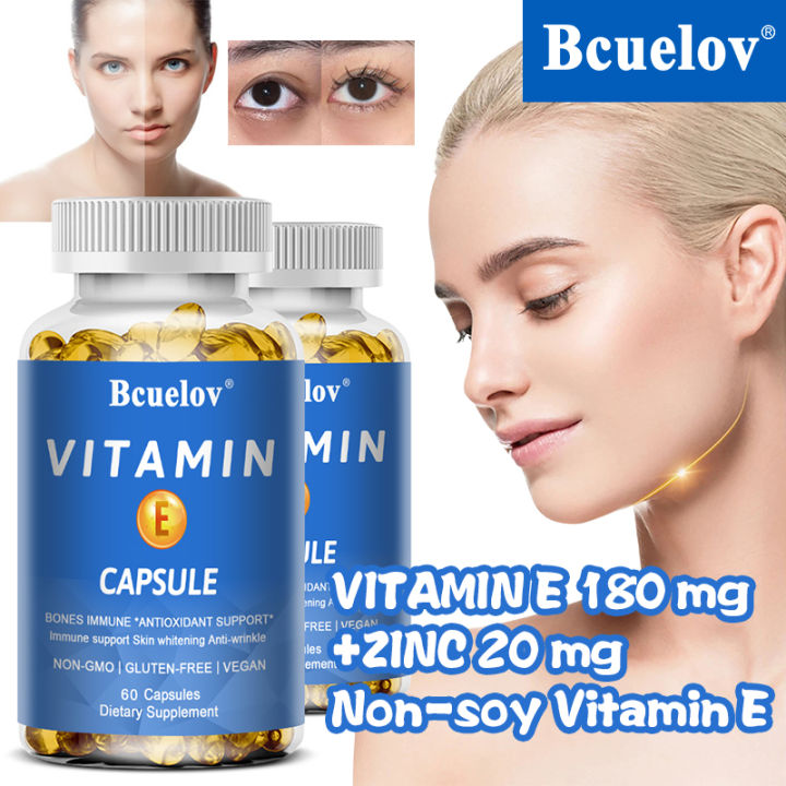 Vitamin E Capsules - Antioxidant Support - Enhance Immunity - Skin Whitening - Anti-Aging ...