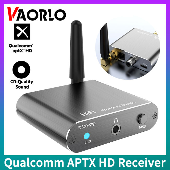 VAORLO D300 Original Bluetooth 5.2 Audio Receiver CSR Qualcomm Low Latency APTX HD HIFI Stereo 3 ...
