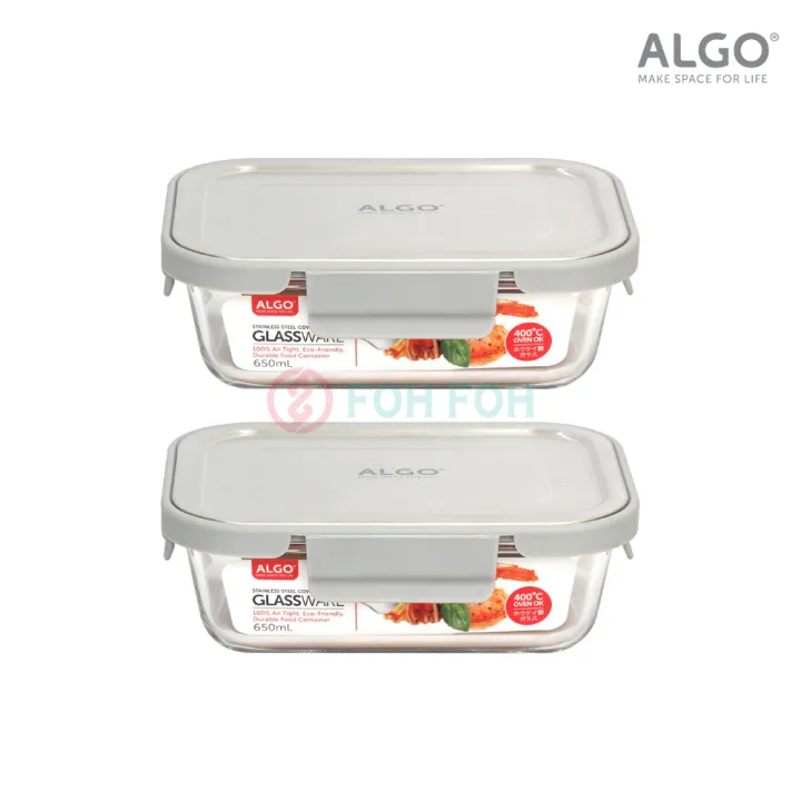 [SG Stock] [Bundle of 2] Algo 650ml Microwave Oven Glass Food Container ...