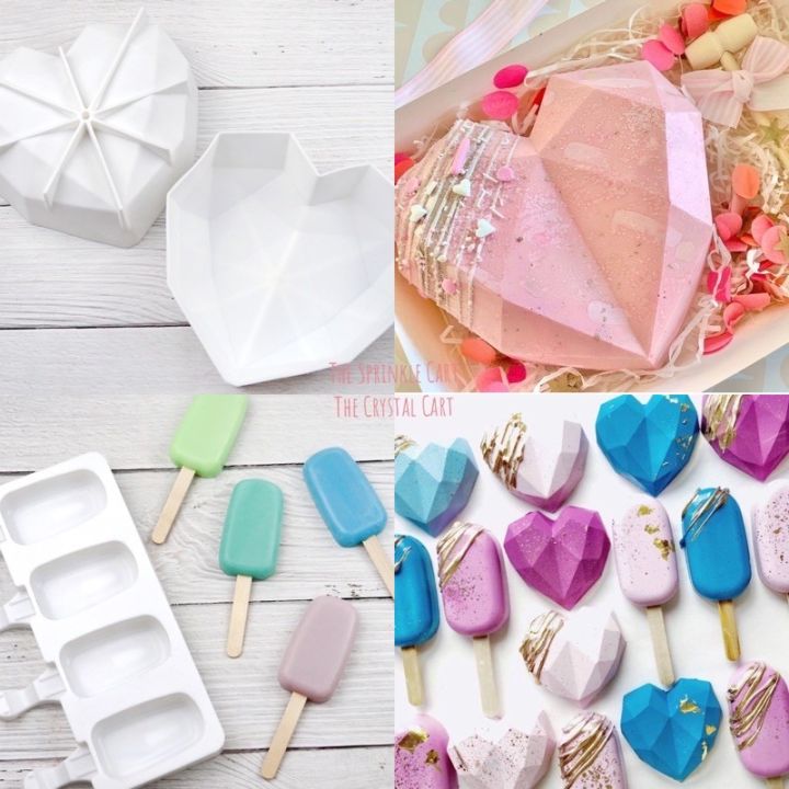 Diamond Heart Molder Silicone Pinata Sphere Geometric Heart Cakesicle ...