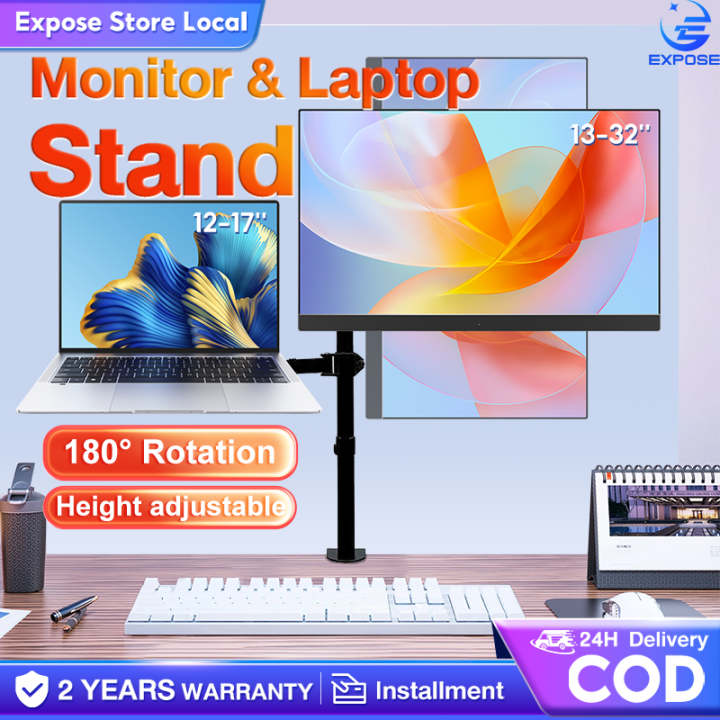 monitor arm Table Clamping Mounting 2 in 1 Monitor & Laptop Stand ...
