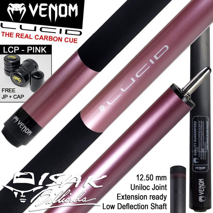 Venom Lucid Carbon LCP Pink Cue Uniloc Low Deflection Stick Billiard ...