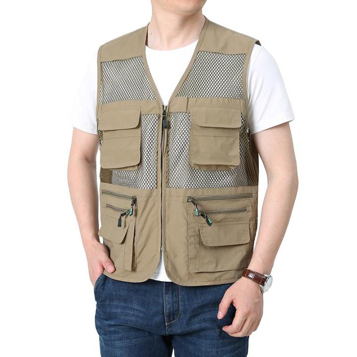 M-8XL Leisure men's multi pocket work vest, photography fishing vest ...
