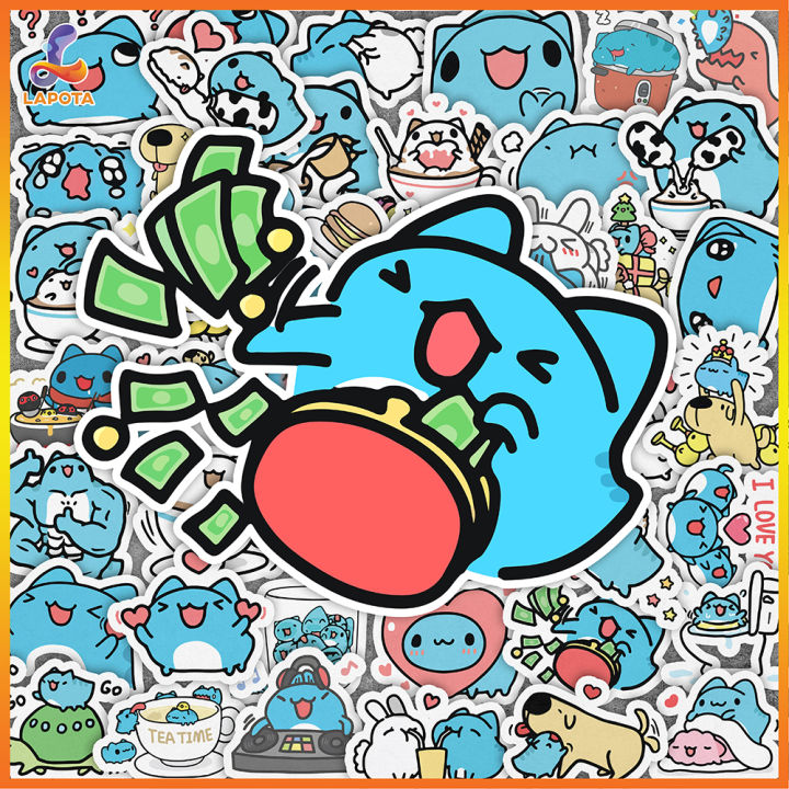 Set 50 cái Sticker Capoo chống nước, hình dán Bugcat Capoo cute dán vali, điện thoại, laptop ...