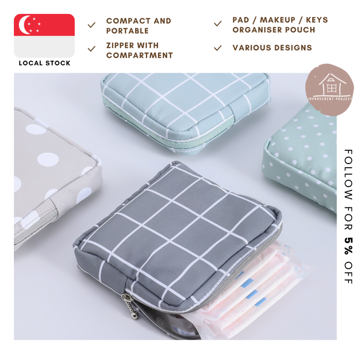 [SG STOCKS] Sanitary Pad Storage Pouch / Make-Up Pouch / Travel Mini ...