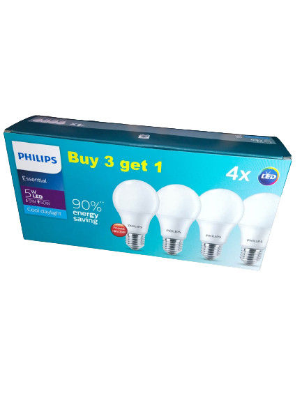 Lampu Philips Essential MultiPack LED Bulb 5Watt 6500K Putih | Lazada ...