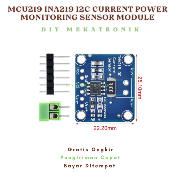 MCU219 INA219 I2C Current Power Monitoring Sensor Module Zero-Drift Bidirectional MCU-219 Arus ...