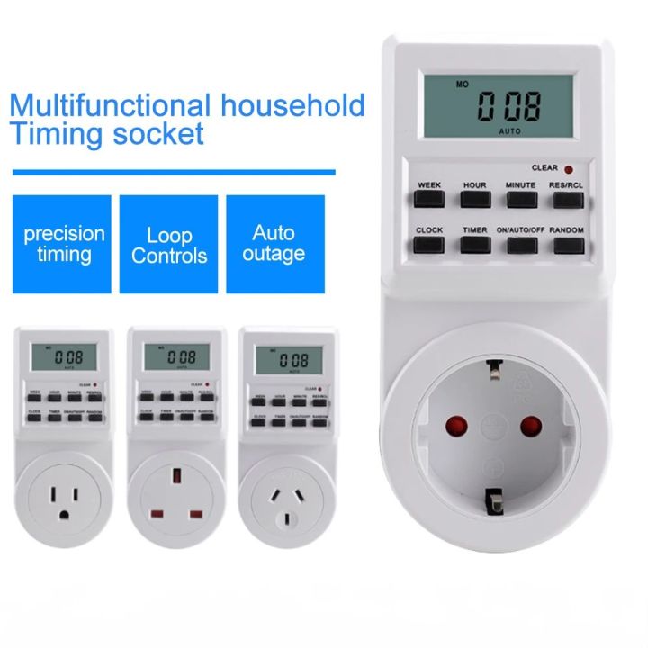 Electronic Digital Timer Switch 24 Hour Cyclic EU UK AU US Plug Kitchen Timer Outlet ...