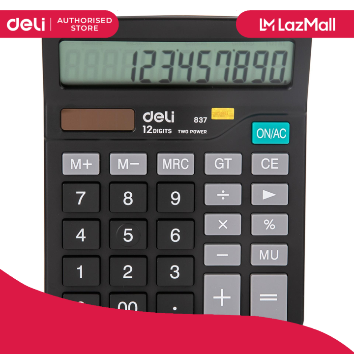 Deli 12 Digits Desktop Calculator with Big Display E837 [7528837 ...