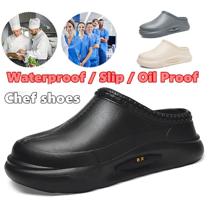 Chef Slippers Men Waterproof Slip Resistant Kitchen Chef Work Shoes ...