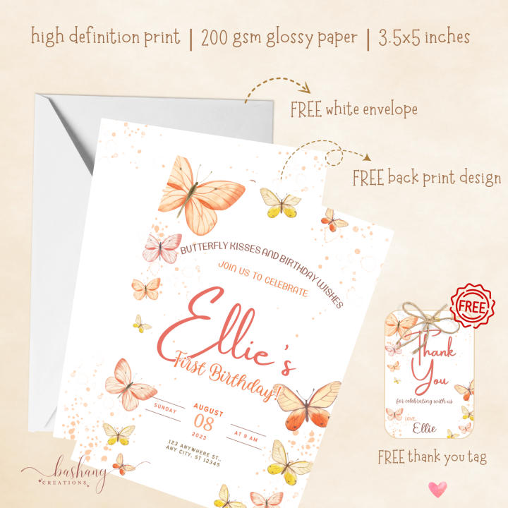 Personalized Orange Butterflies Themed Kids’ Birthday Party ...